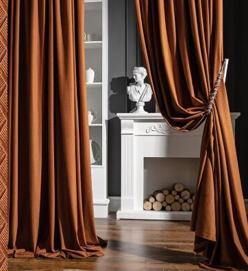 Rideau occultant en velours camel, chic et confort pour la maison