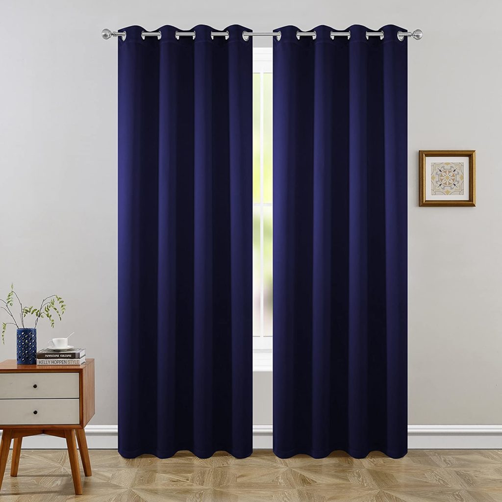 Rideau isolant occultant à oeillet bleu marine chambre salon